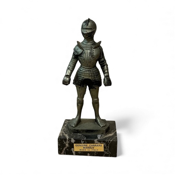 Art | Vintage Pewter Figurine Of A Medieval Knight On Genuine Carrara ...